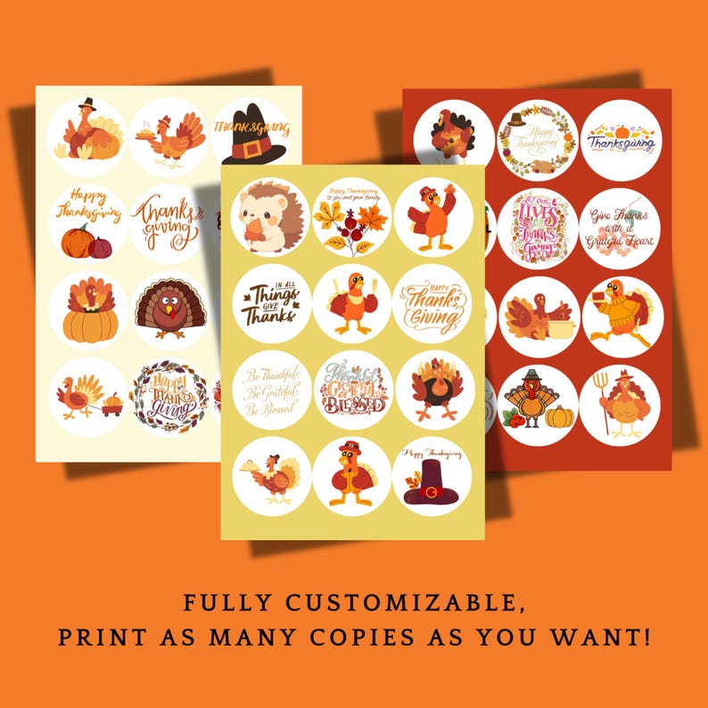 Fall/thanksgiving Printable Sticker Pack, Digital Stickers, Autumn ...