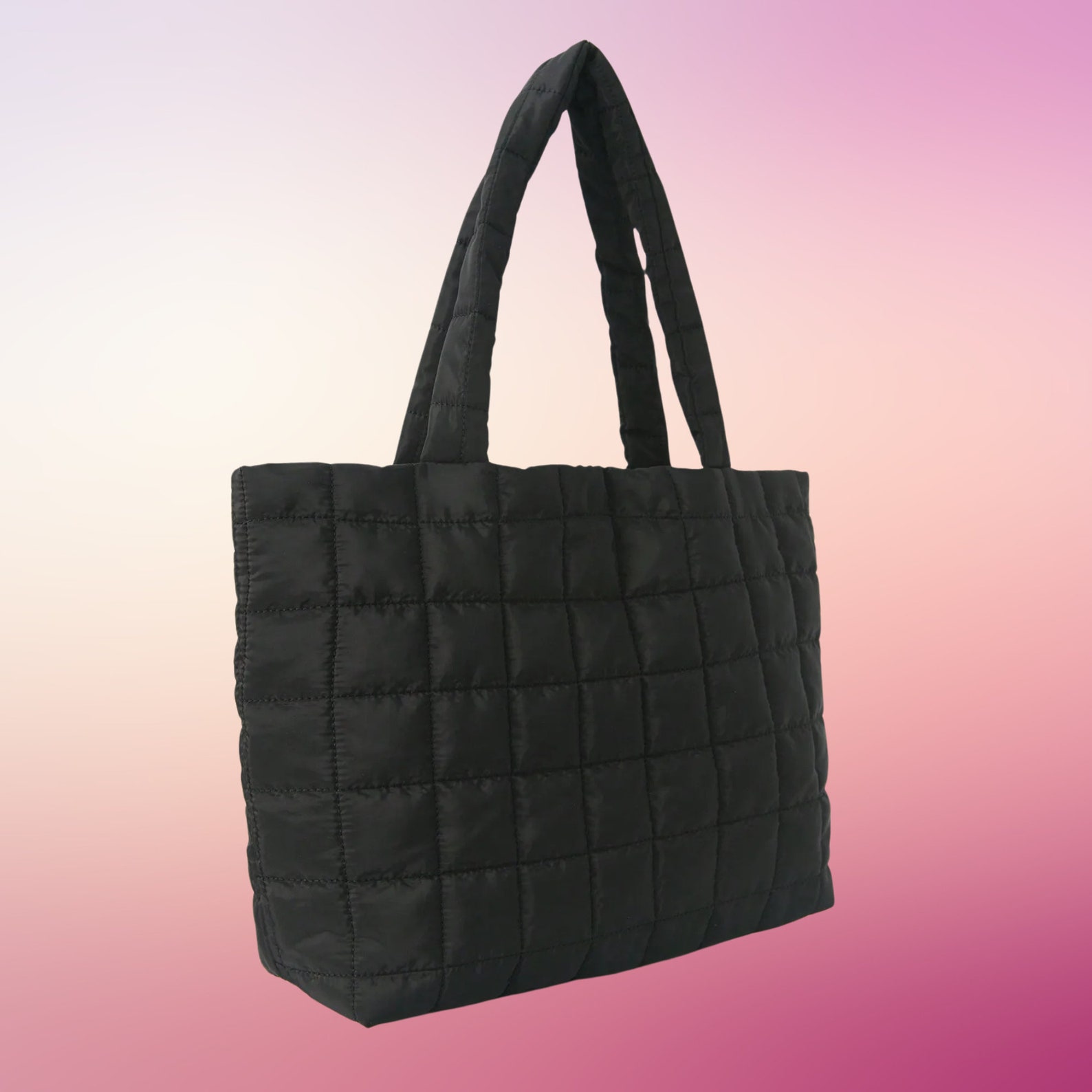 Quilted Black Puffer Bubble Tote Bag | Stylish Functional Winter ...