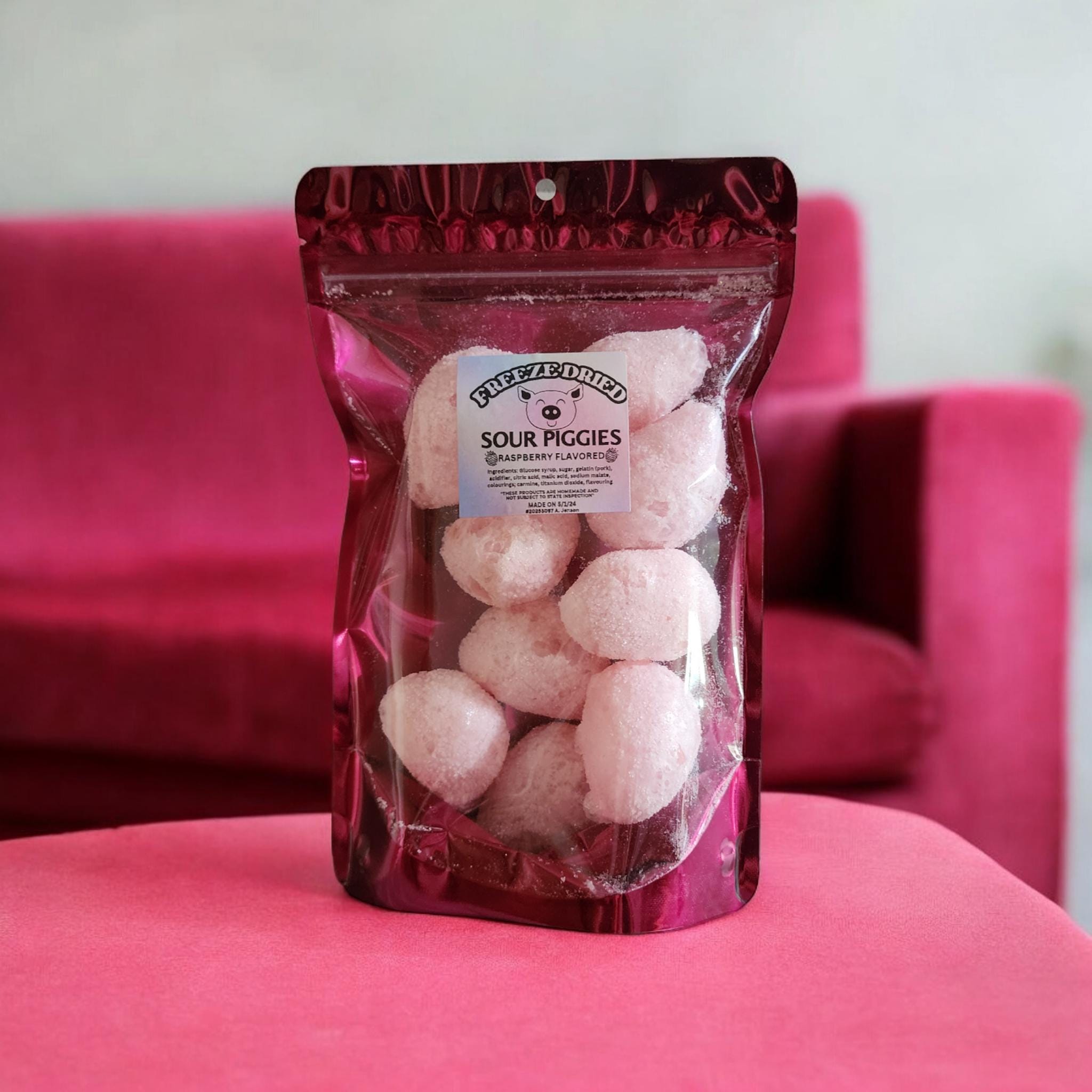 Freeze Dried Candy, Sour Gummy Pigs raspberry Flavored - Etsy