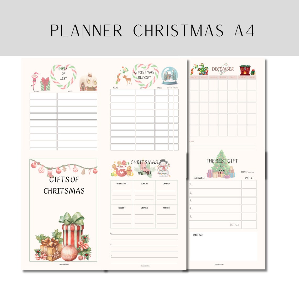 Christmas Planners, Instant Download, Christmas Menu, Budget, Gift ...