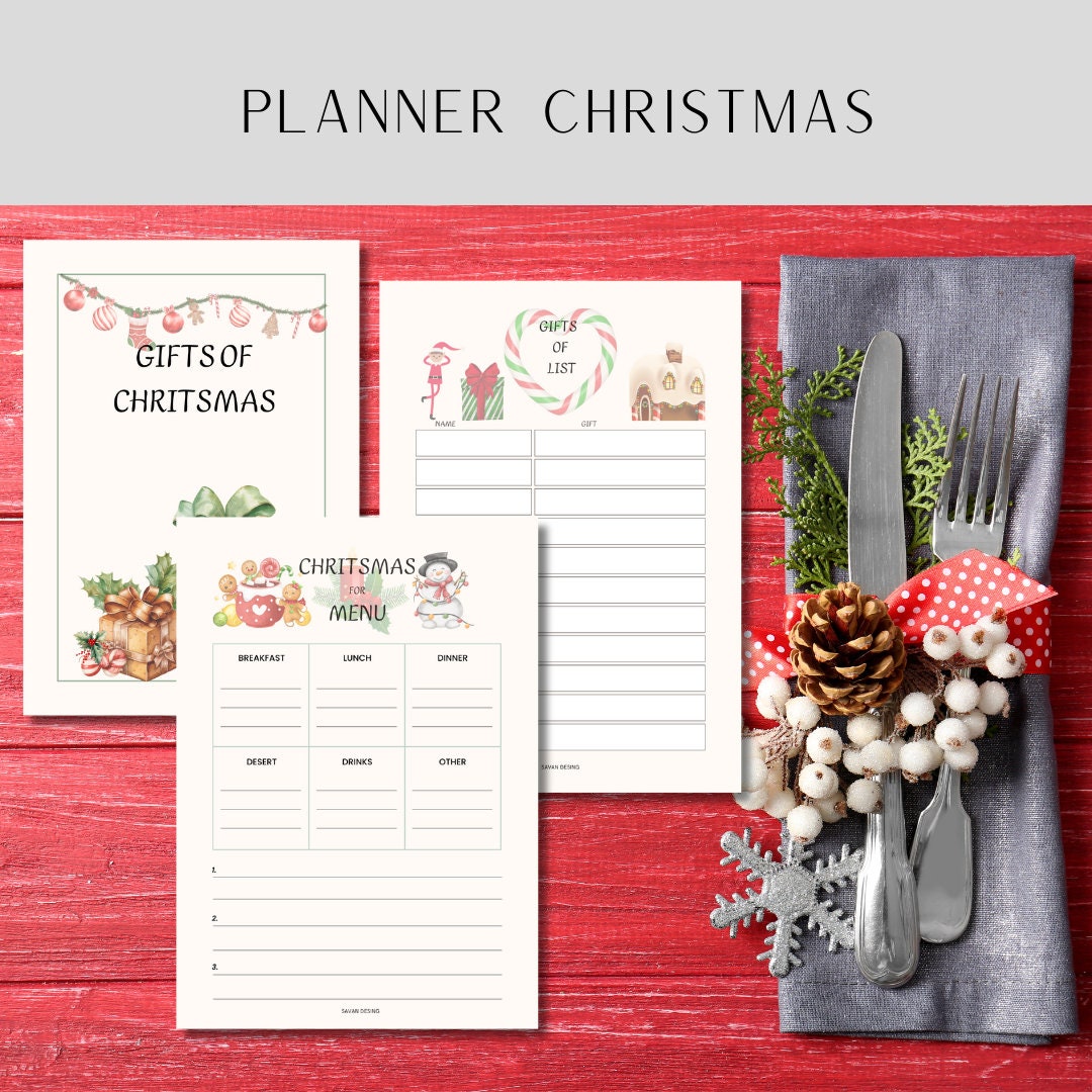 Christmas Planners, Instant Download, Christmas Menu, Budget, Gift ...