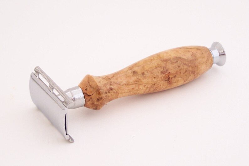 Cherry Burl Wood DE double Edge Safety Razor Handle handmade in USA C2 ...