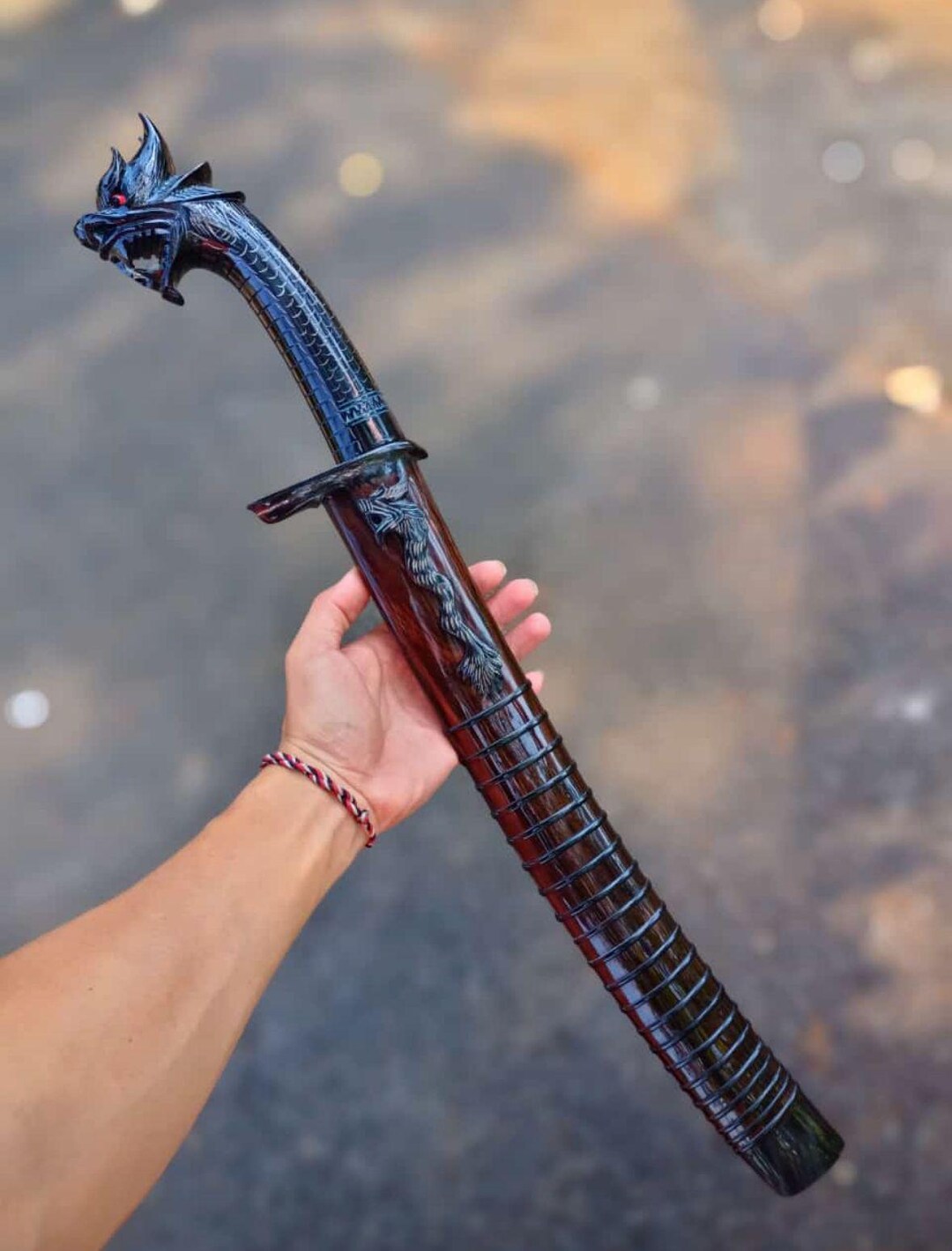 Custom Handmade Machete, Dragon Head Carving, Damascus Steel - Etsy