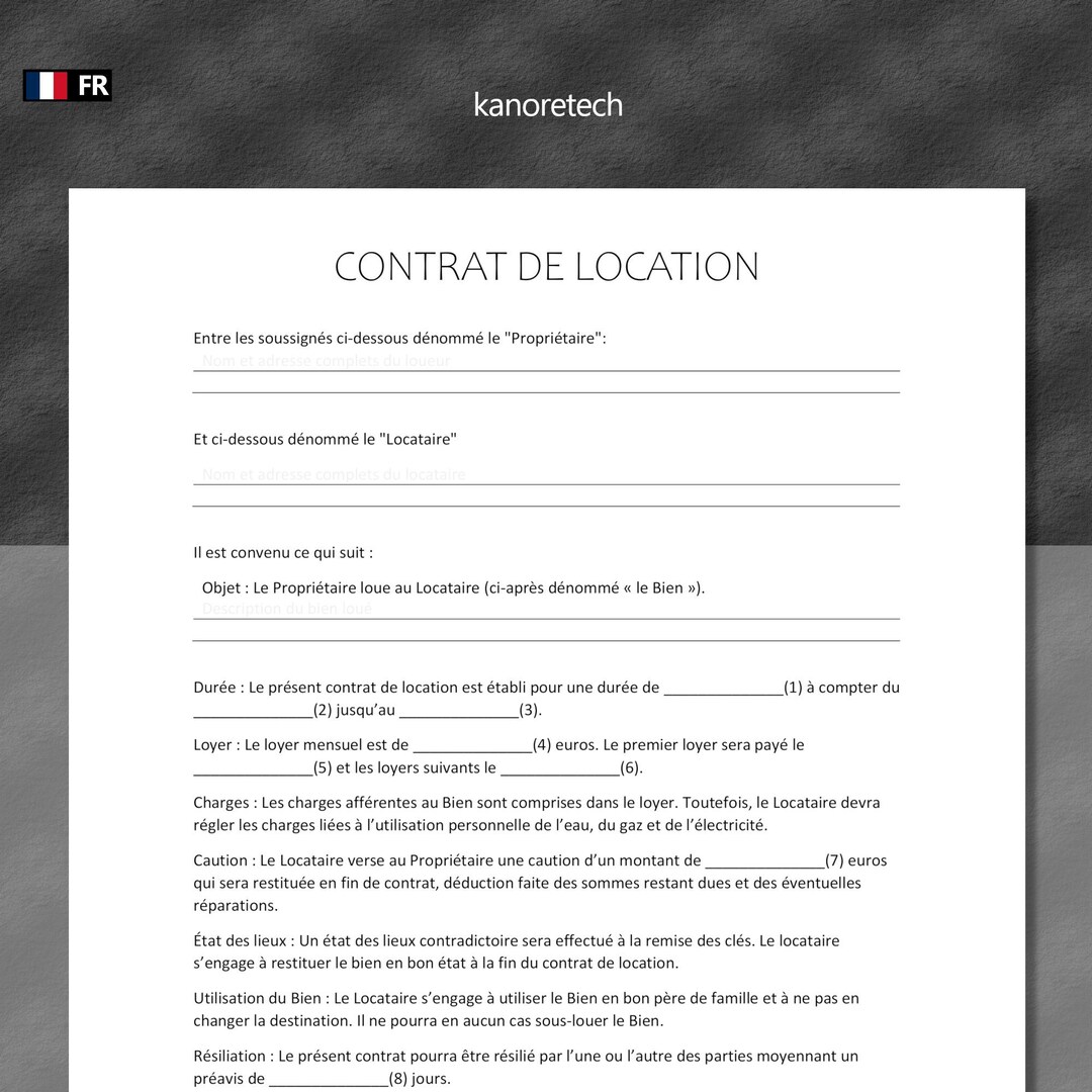 Simple Rental Contract Template PDF and Word - Etsy