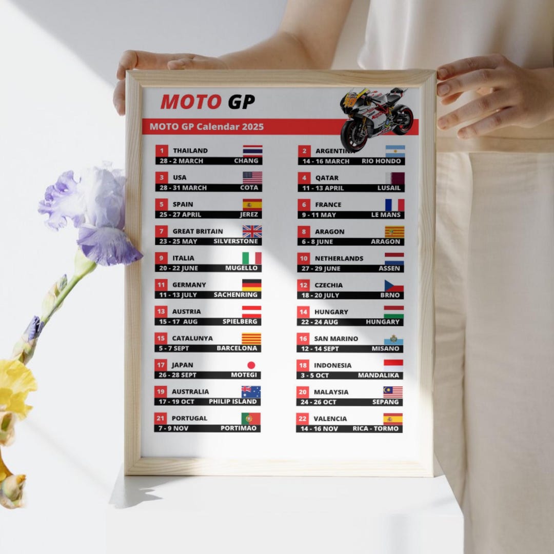 Motogp 2025 Official Calendar PDF to Print - Etsy UK