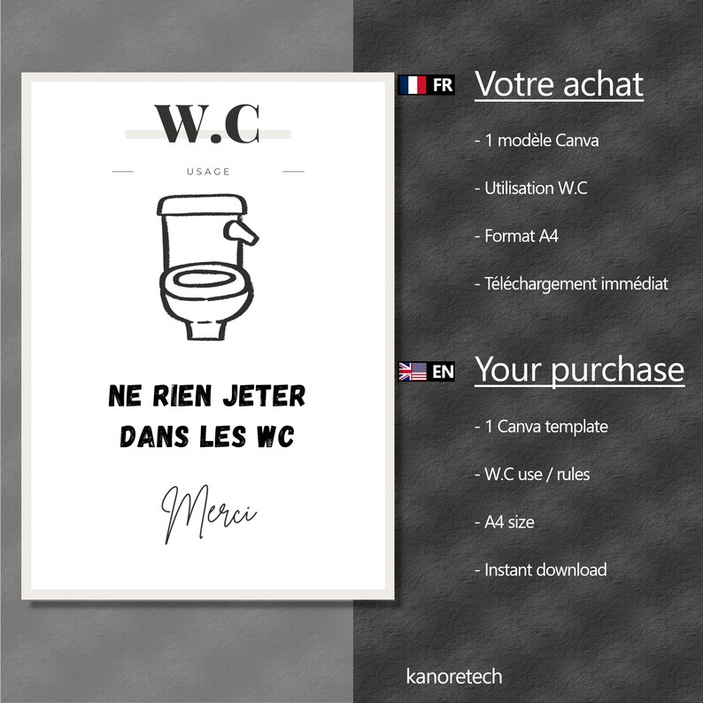 WC Use Pack in French and English - Etsy