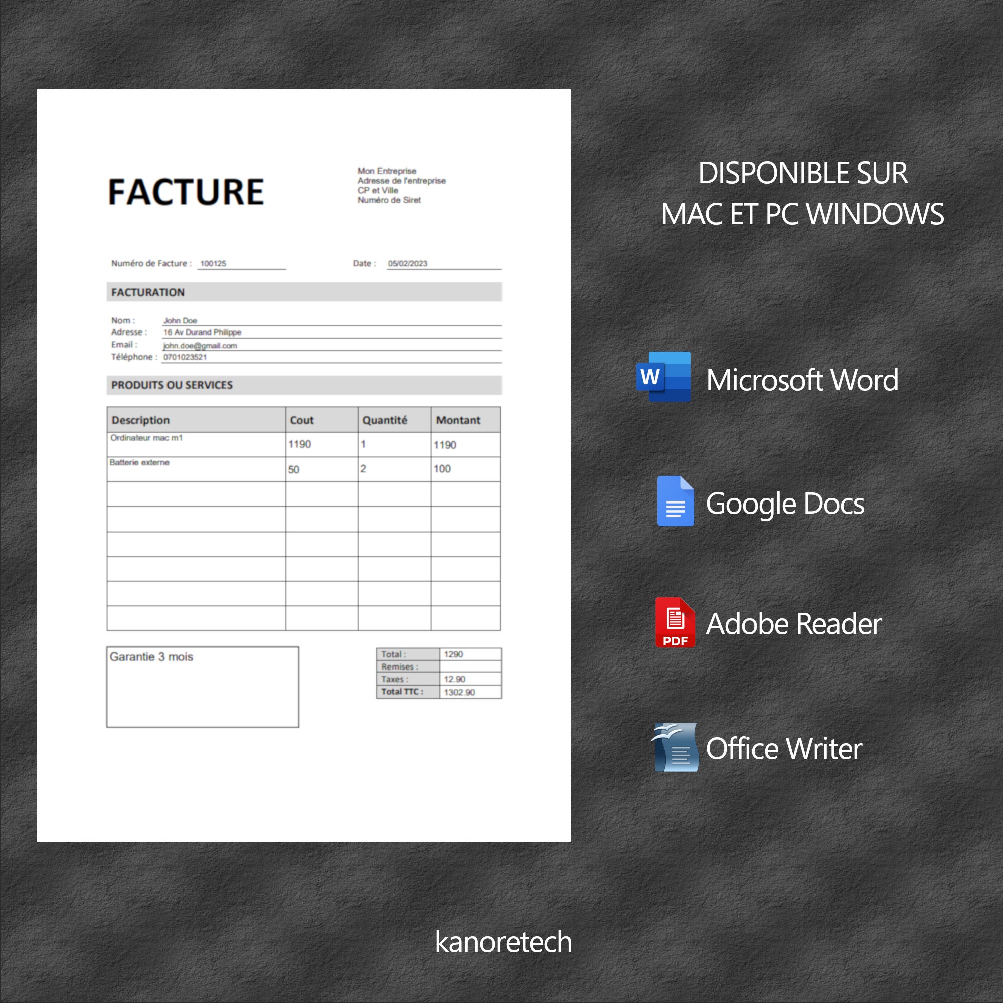 Professional Invoice and Quote Template Available on Open Office, Word, PDF and Google Doc - Etsy