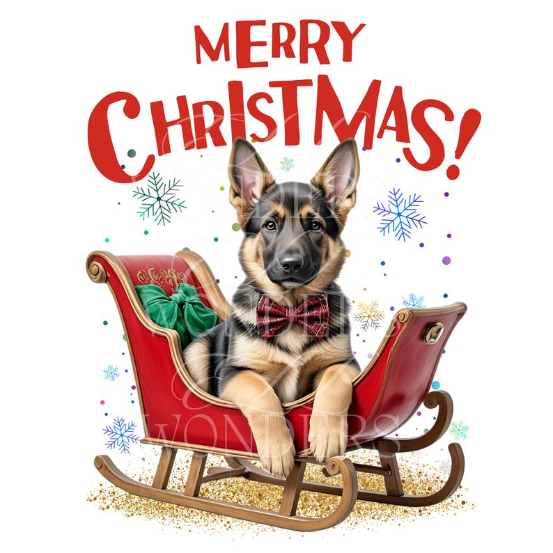 Christmas German Shepherd Puppy PNG, German Shepherd Christmas PNG ...