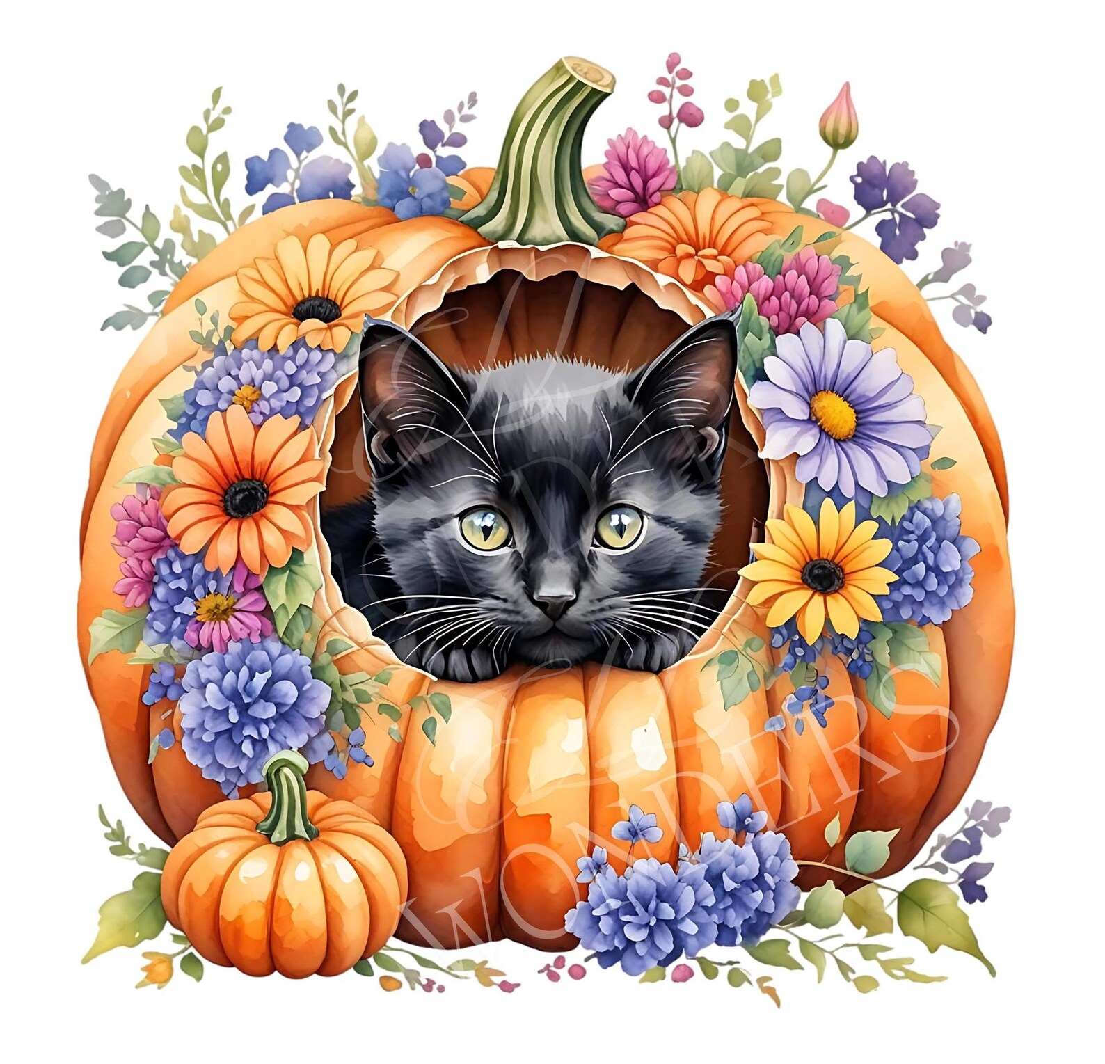 Halloween Kitten PNG, Watercolor Kitten Clipart, Clipart Bundle, Cat ...