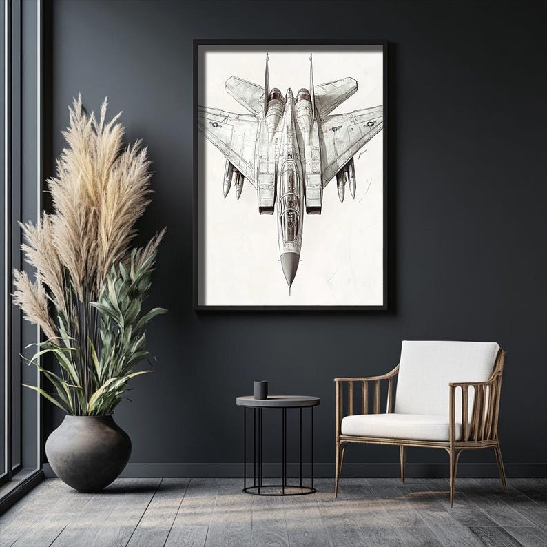 Drawing of F-14 Raptor | F-14 Aerial Artwork | Birds Eye View ...