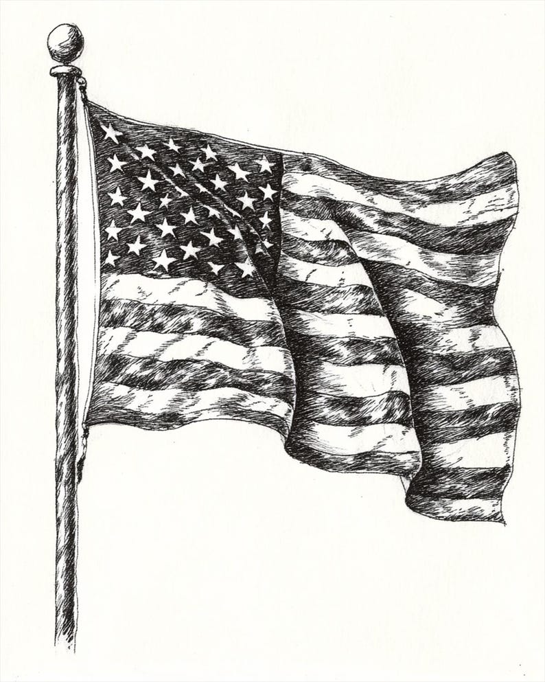 Drawing of United States Flag | Our Beloved Union | USA | United We ...