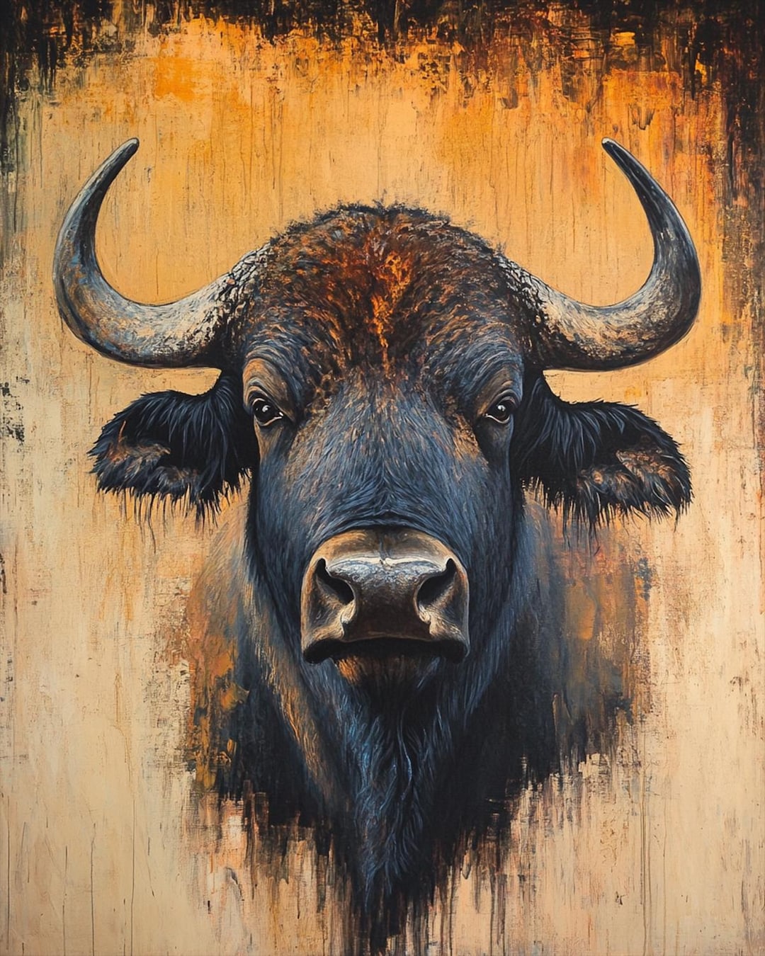 Wild Buffalo Portrait Painting | Majestic Buffalo | Bison in the ...