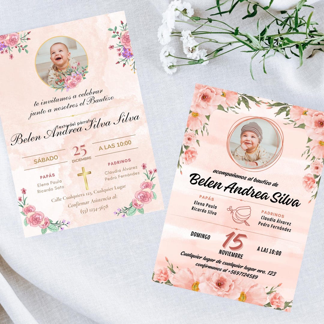 EDITABLE Baptism Invitation Card Baptism Invitations Canva Edition With ...