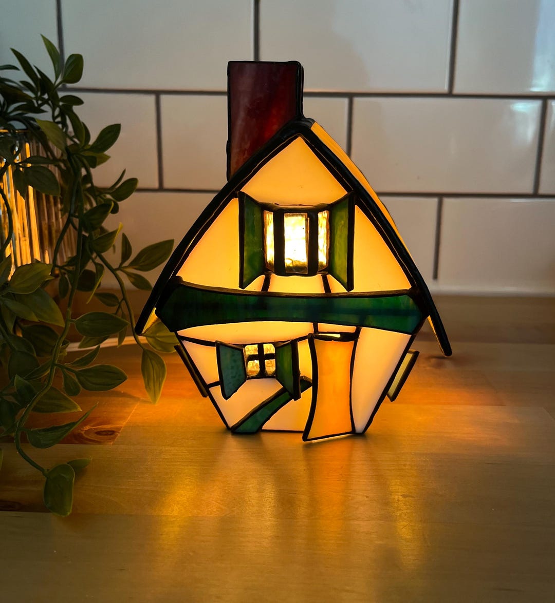 Stained Glass Light up Badger House Bill Job Forma Vitrum Vitreville - Etsy