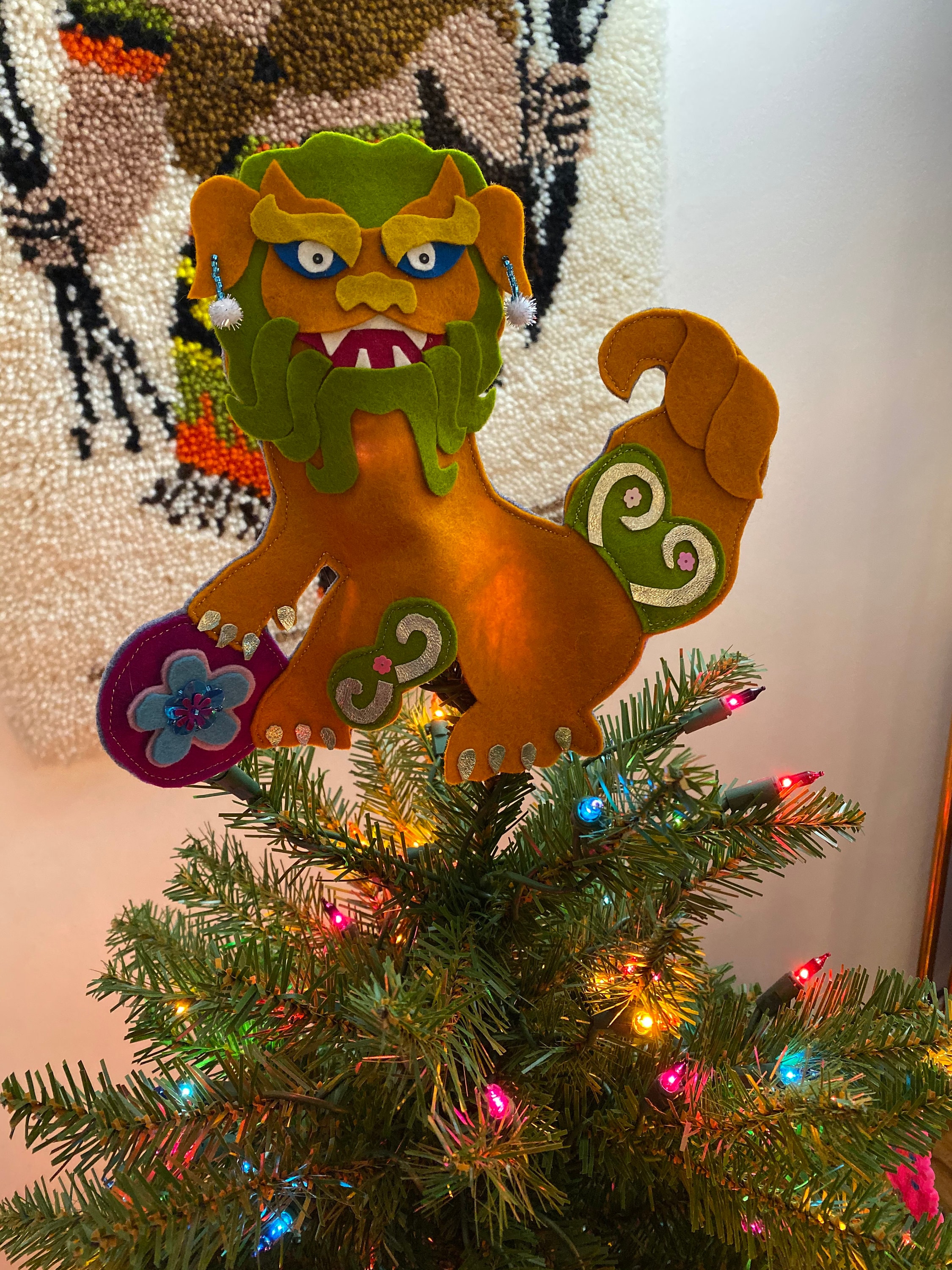 Handmade Foo Dog Tree Topper, Chinoiserie Holidays, Foo Lion Christmas ...