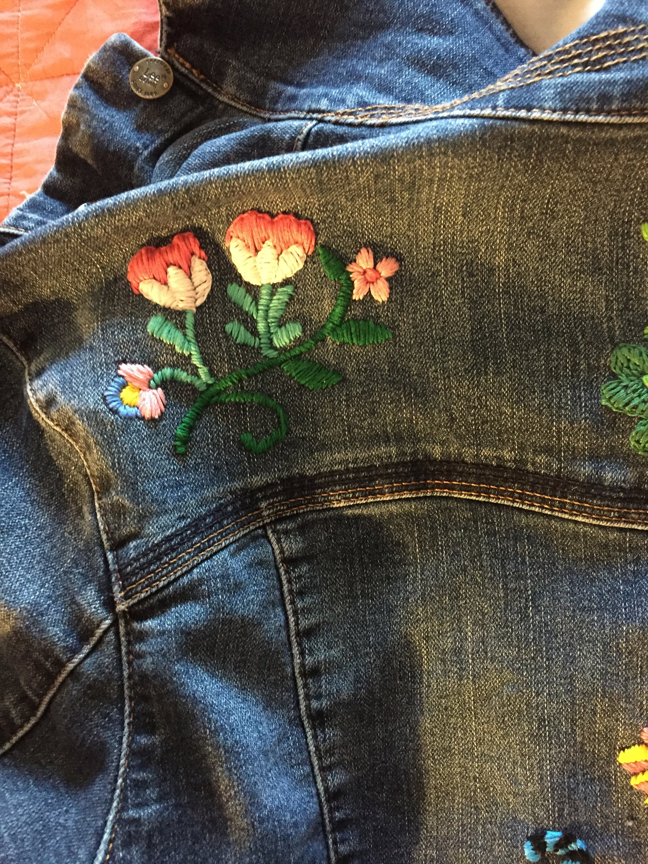 Hand Embroidered Blue Tiger Jean Jacket Large Size - Etsy