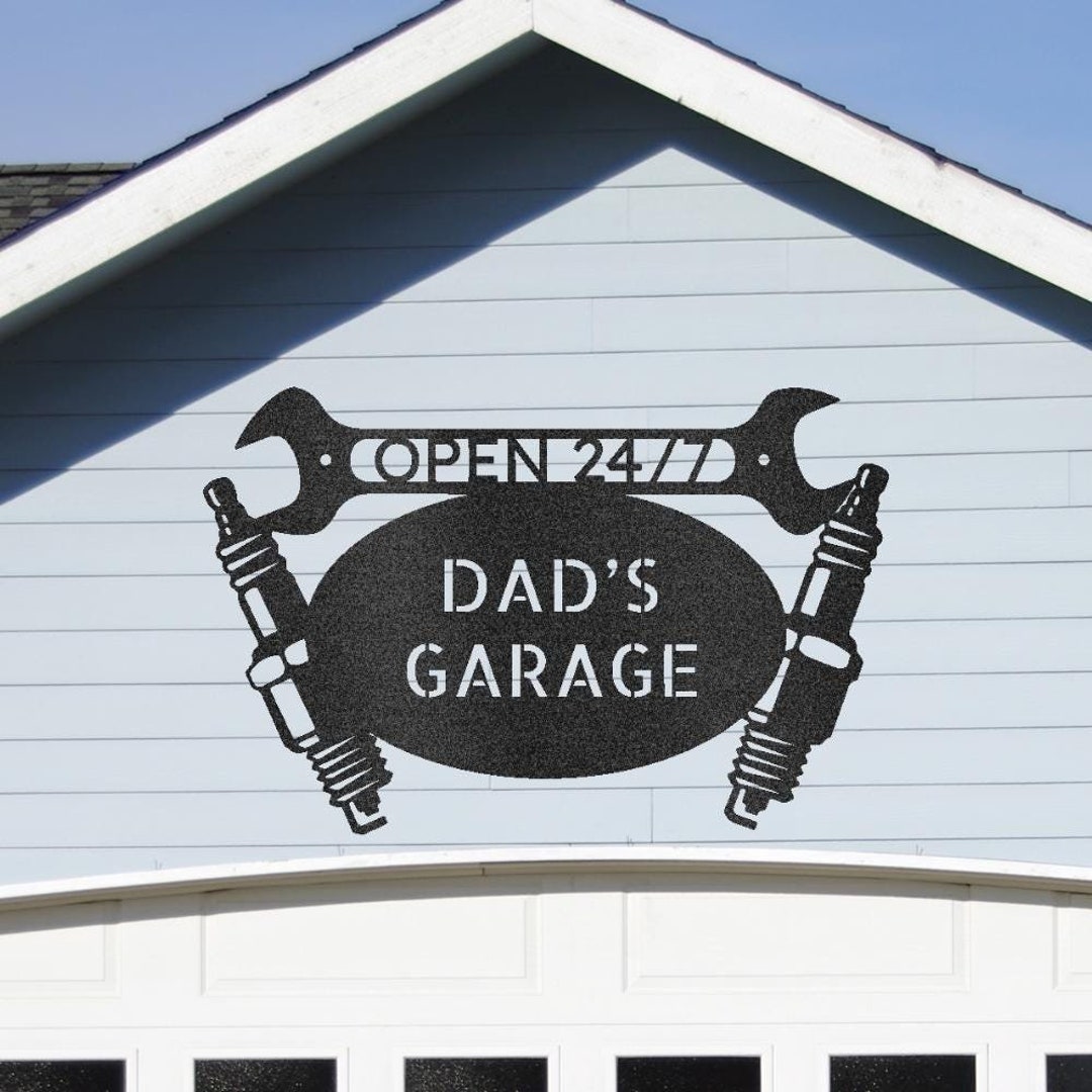 Personalized Garage Monogram Steel Sign, Personalized Metal Name Garage ...