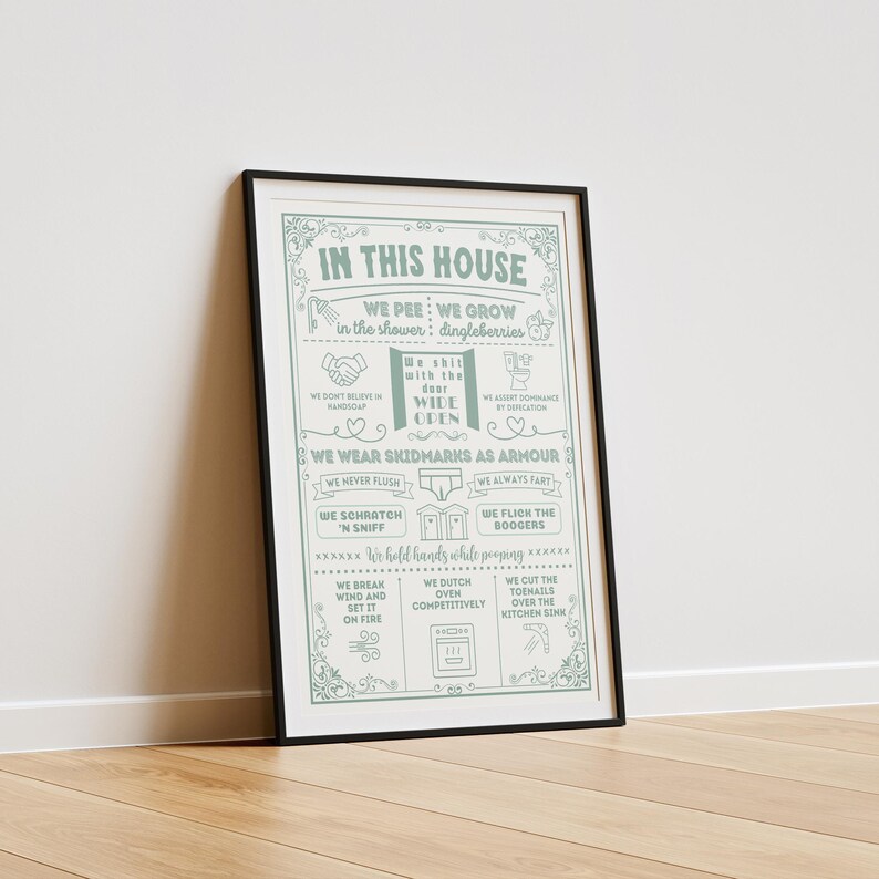 Funny House Rules Poster, Weirdcore Typographic Print (SVG Digital ...