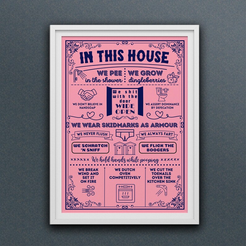 Funny House Rules Poster, Weirdcore Typographic Print (SVG Digital ...