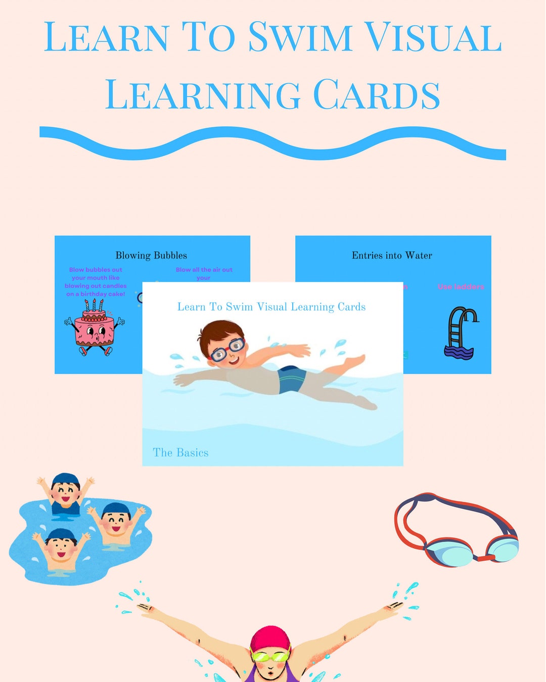 Learn to Swim Visual Learning Cards - Etsy