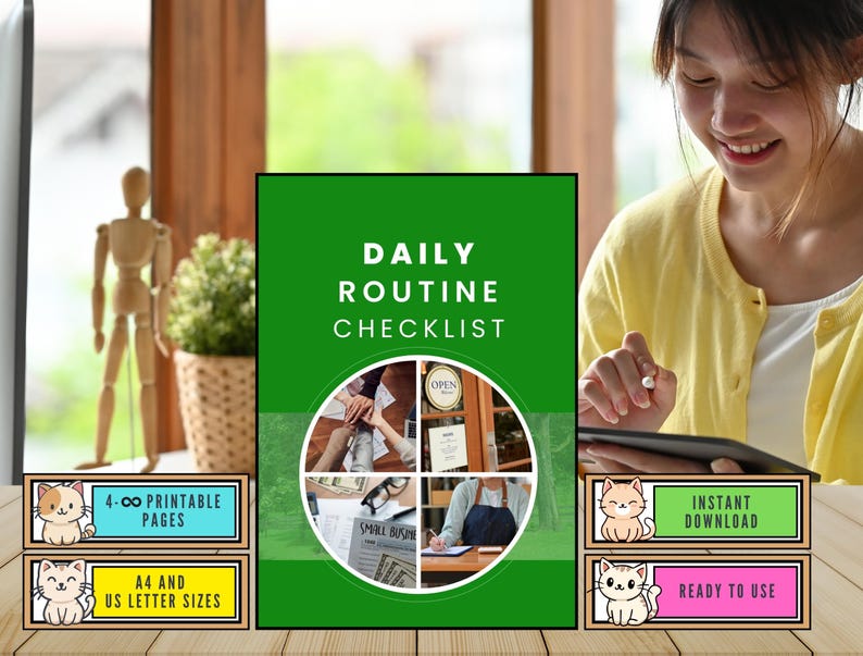 Daily Routine Checklist Printable in A4 & US Letter Sizes, Instant ...