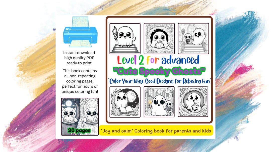 Coloring Book cute Spooky Ghosts 2 Level for Advanced color Your Way ...