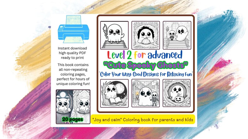Coloring Book cute Spooky Ghosts 2 Level for Advanced color Your Way ...