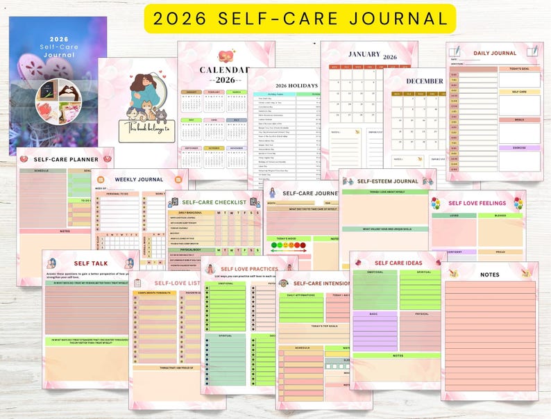 2026 Self-care Journal Printable in A4 & US Letter Sizes, Instant ...
