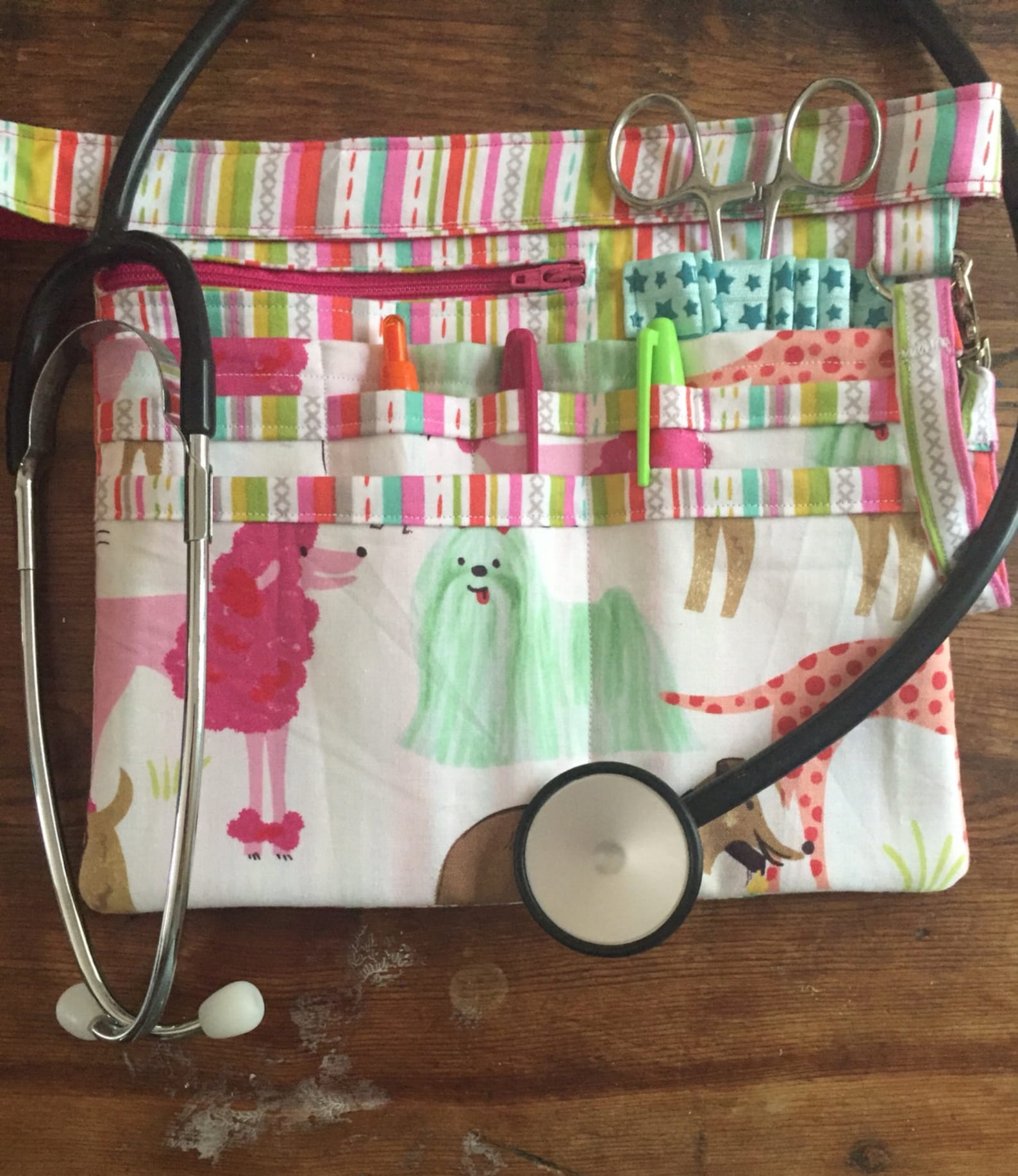 Belted RN Scrub Pocket With Zipper and Pockets in Fox Fabric - Etsy