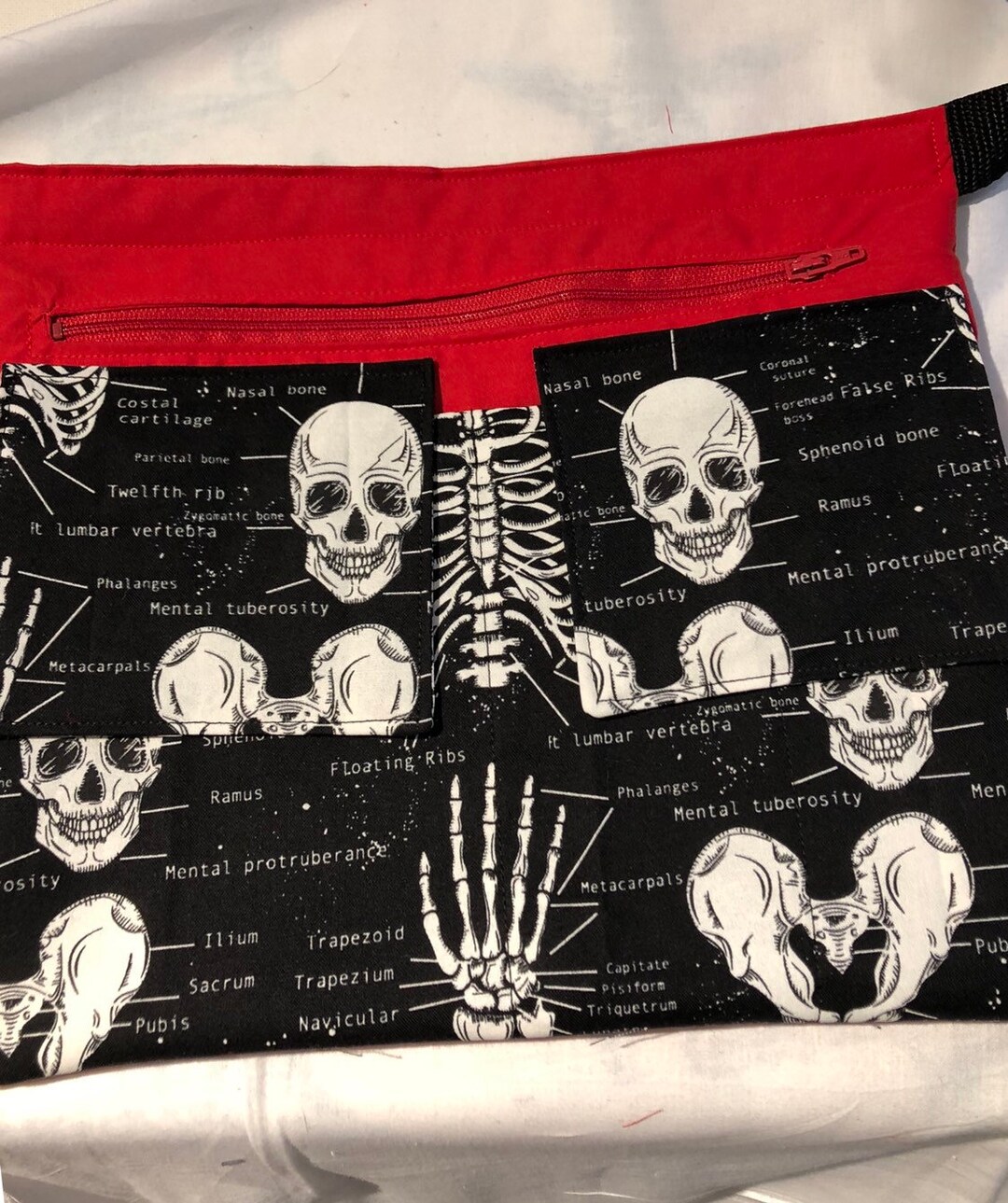 Double Zipper RN Scrub Pocket in Glow in the Dark Skeleton Anatomical ...