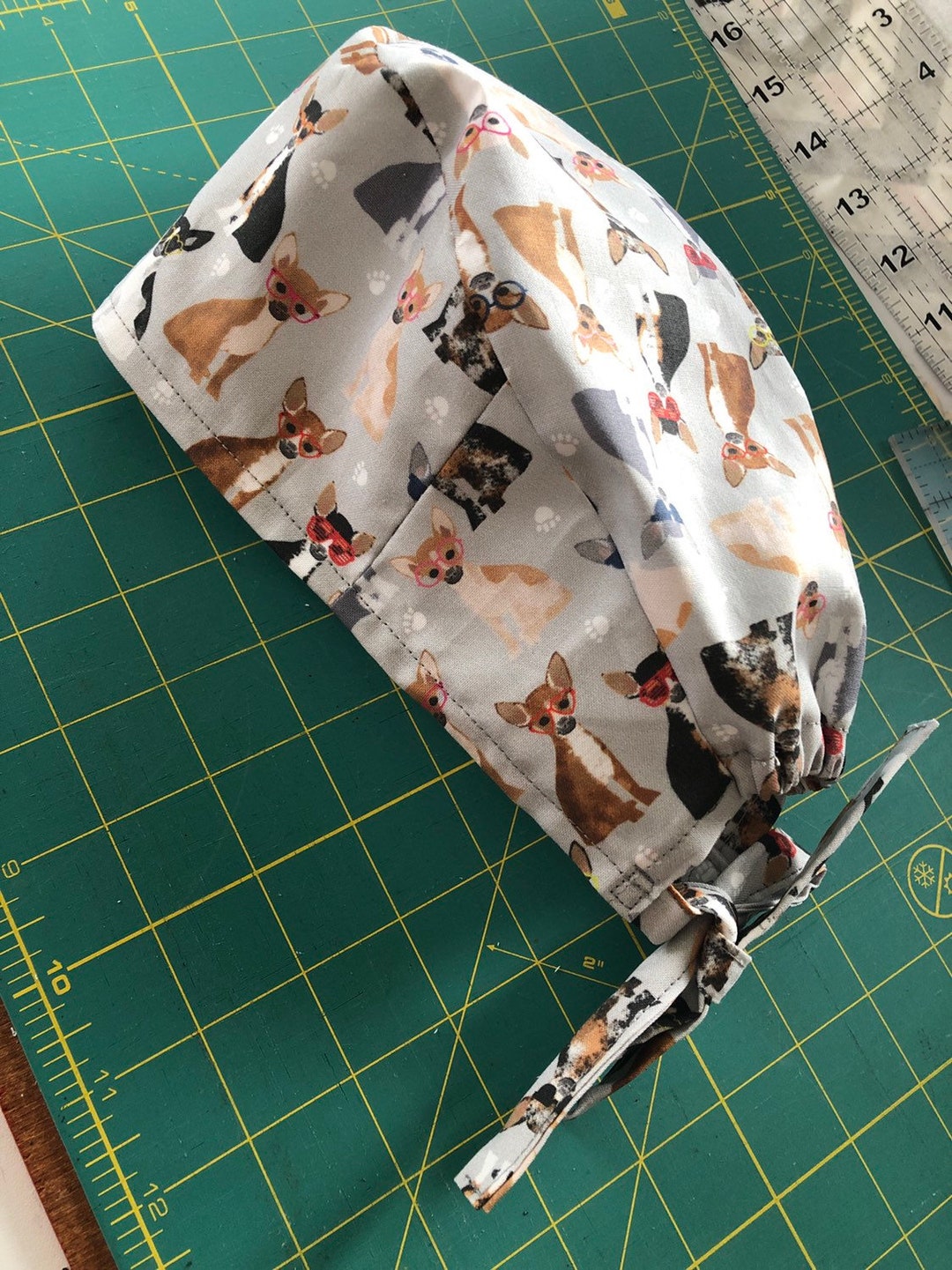PPE RN Nurse Vet Tech Surgical Scrub Cap With Tie in Dog Fabric - Etsy