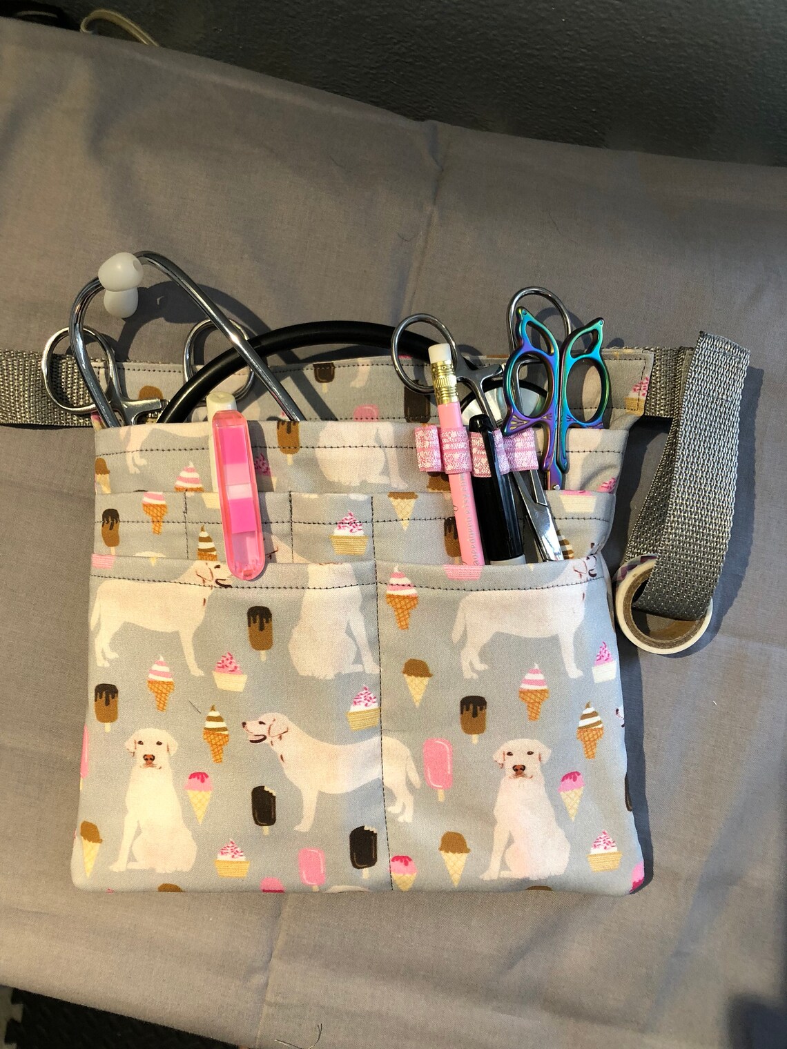 Vet Tech Scrub Pocket Belt, Dog Breed Print, Instrument Organizer - Etsy