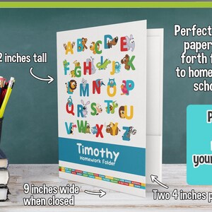 Personalized Alphabet Animals Folder Personalized 2 Pockets - Etsy