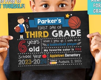 Editable First Day of School Sign, Printable Chalkboard Back to School ...