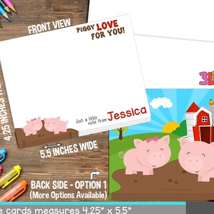 Pig Note Cards - Set of Personalized Note Cards - 4.25” X 5.5” - Double ...