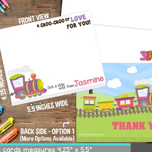 Train Note Cards - Set of Personalized Note Cards - 4.25 X 5.5 - Double ...
