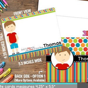 Little Boy Note Cards - Set of Personalized Note Cards - 4.25” X 5.5 ...