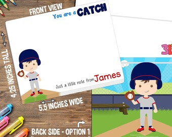 Personalized Stationery Set Flat Note Card Baseball Stationery Sports ...