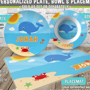 Personalized Whale Plate and Bowl Set - Personalized Plastic Children ...