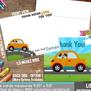 Car Note Cards - Set of Personalized Note Cards - 4.25 X 5.5 - Double ...