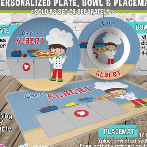 Little Chef Plate and Bowl Set - Personalized Plastic Children Plate ...