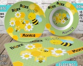 Bees Honeycomb Plate and Bowl Set Personalized Plastic - Etsy