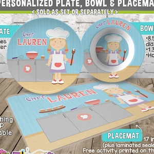 Little Chef Plate and Bowl Set - Personalized Plastic Children Plate ...