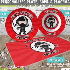Ninja Plate and Bowl Set - Personalized Plastic Children Plate Cereal ...