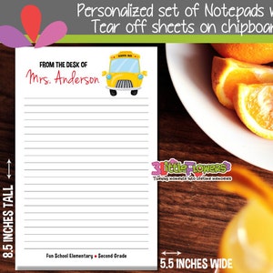 Teacher Notepads - School Bus Notepads - Personalized Notepads ...
