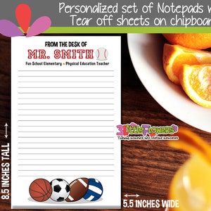 PE Teacher Notepad - Sports Notepad - Personalized Notepad - Gym ...