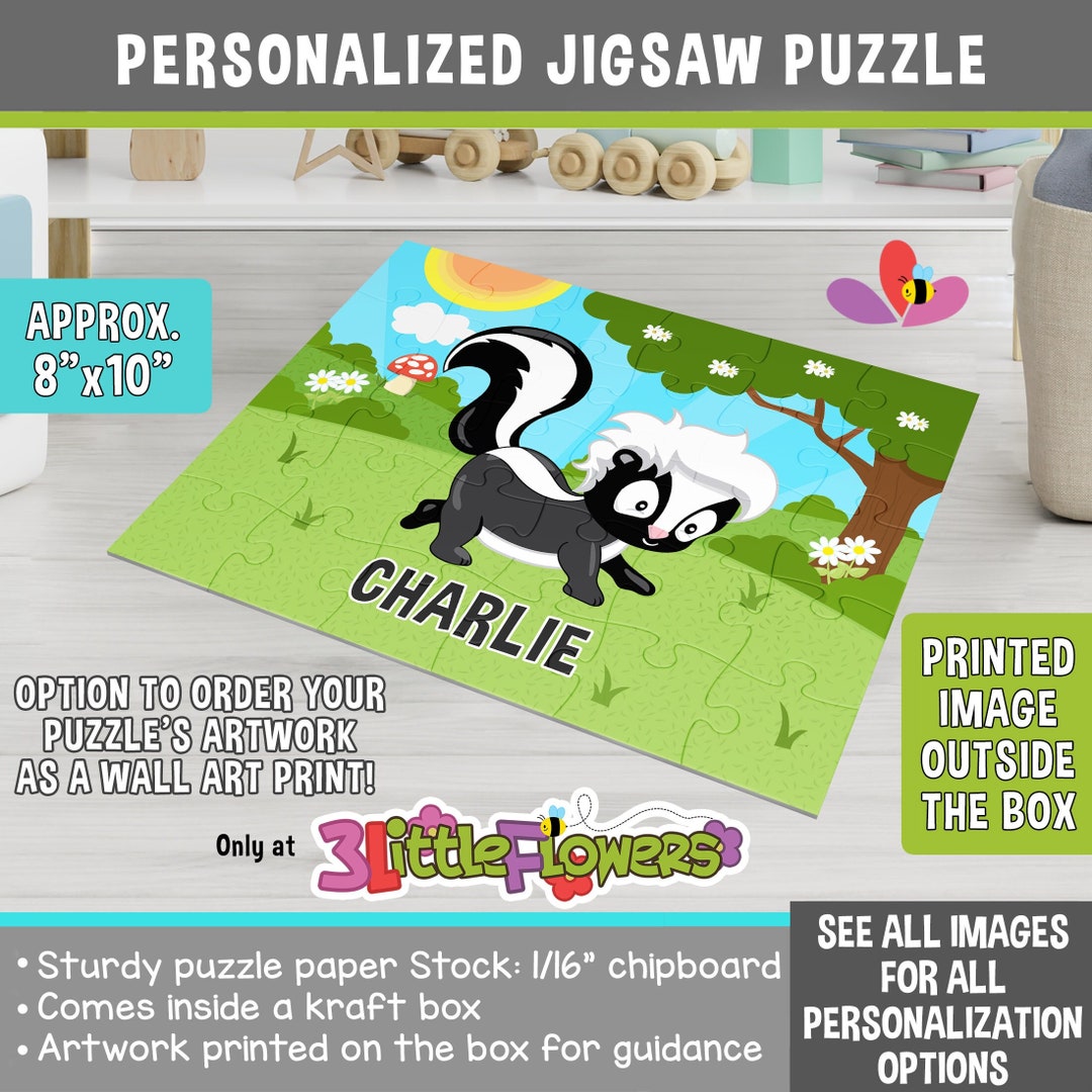 Skunk Puzzle - Personalized 8" X 10" Puzzle - Personalized Name Puzzle ...
