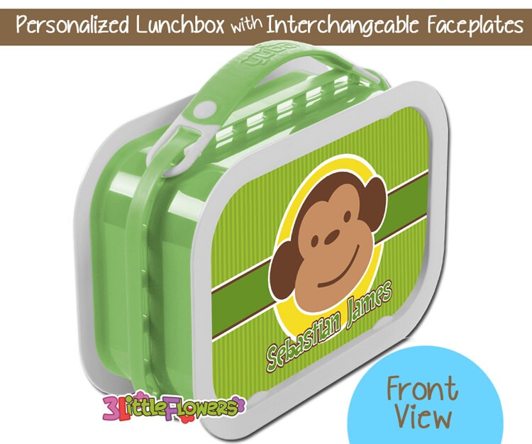 Monkey Lunchbox Personalized Lunchbox with Interchangeable | Etsy