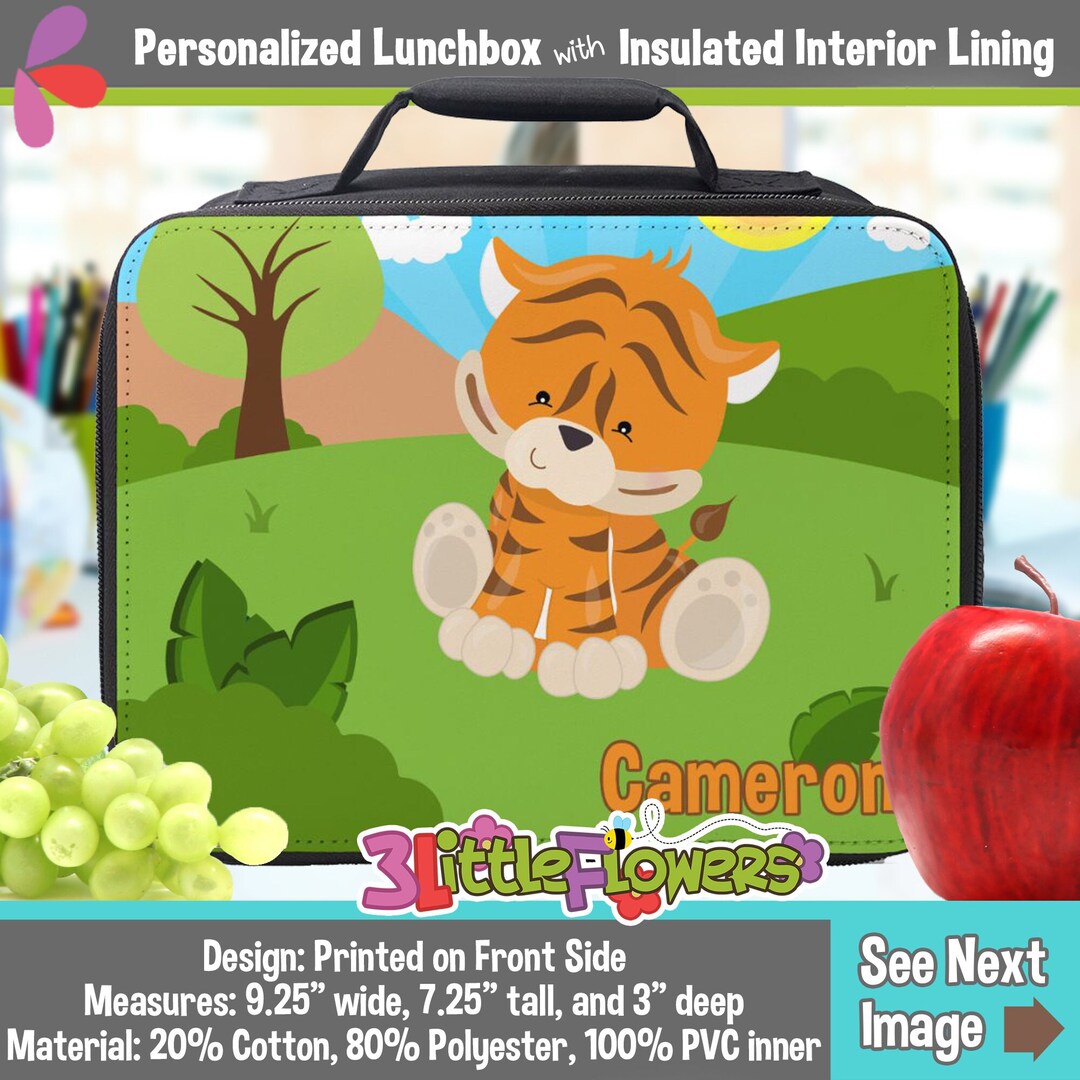 Personalized Tiger Lunchbox Personalized Polyester Lunch Box Insulated ...