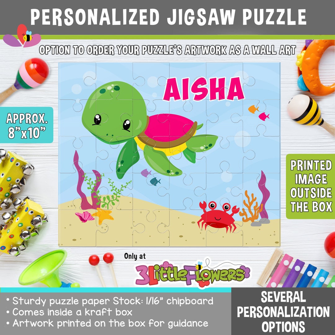 Sea Turtle Puzzle - Personalized 8" X 10" Puzzle - Personalized Name ...